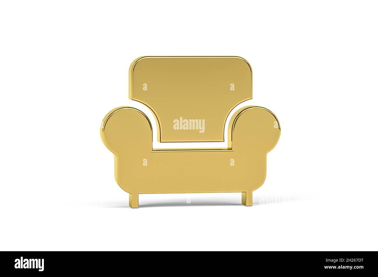Golden chair icon isolated on white background - 3d render Stock Photo ...