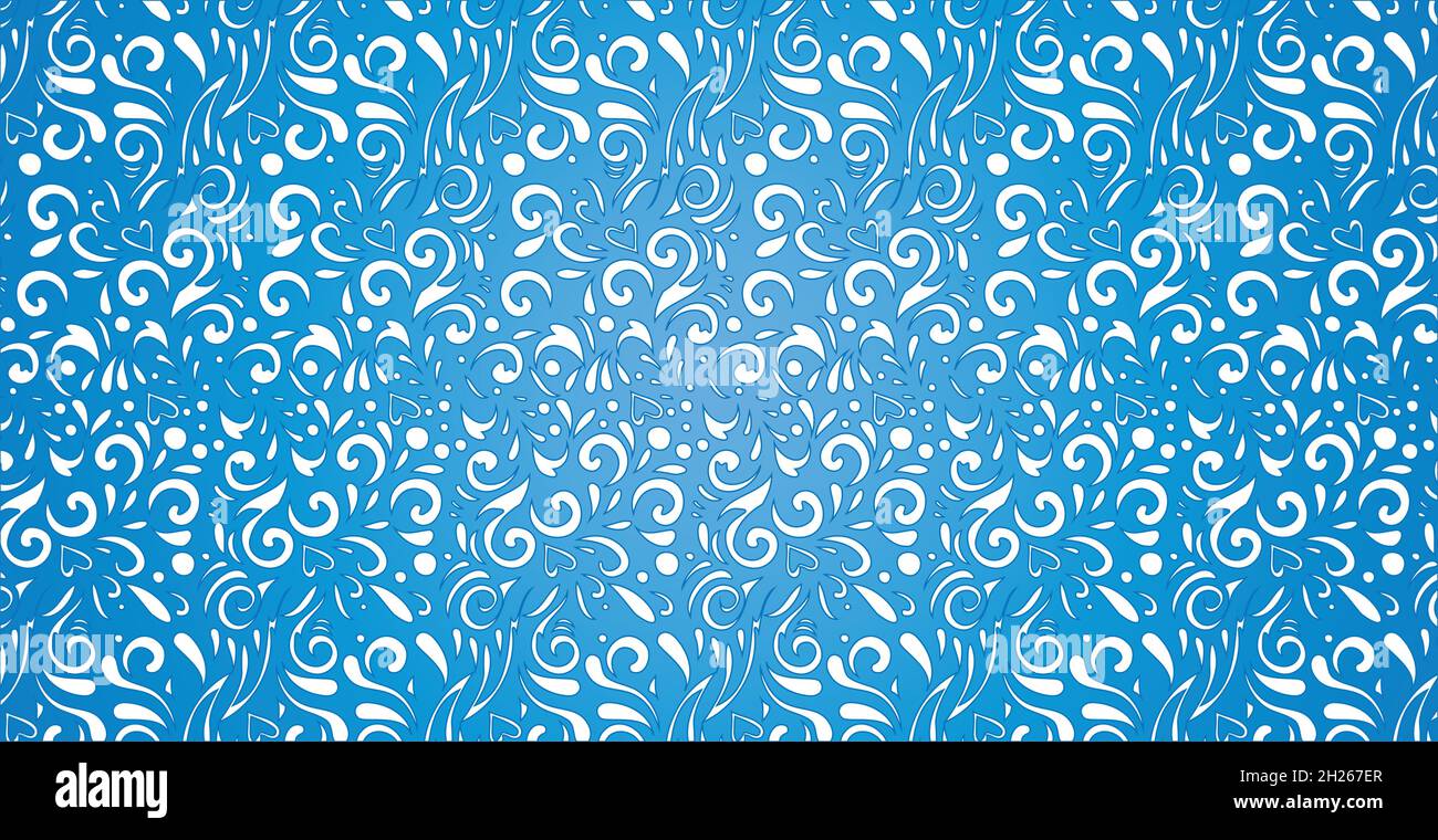 Abstract frosty patterns, panoramic blue and white web pattern ...