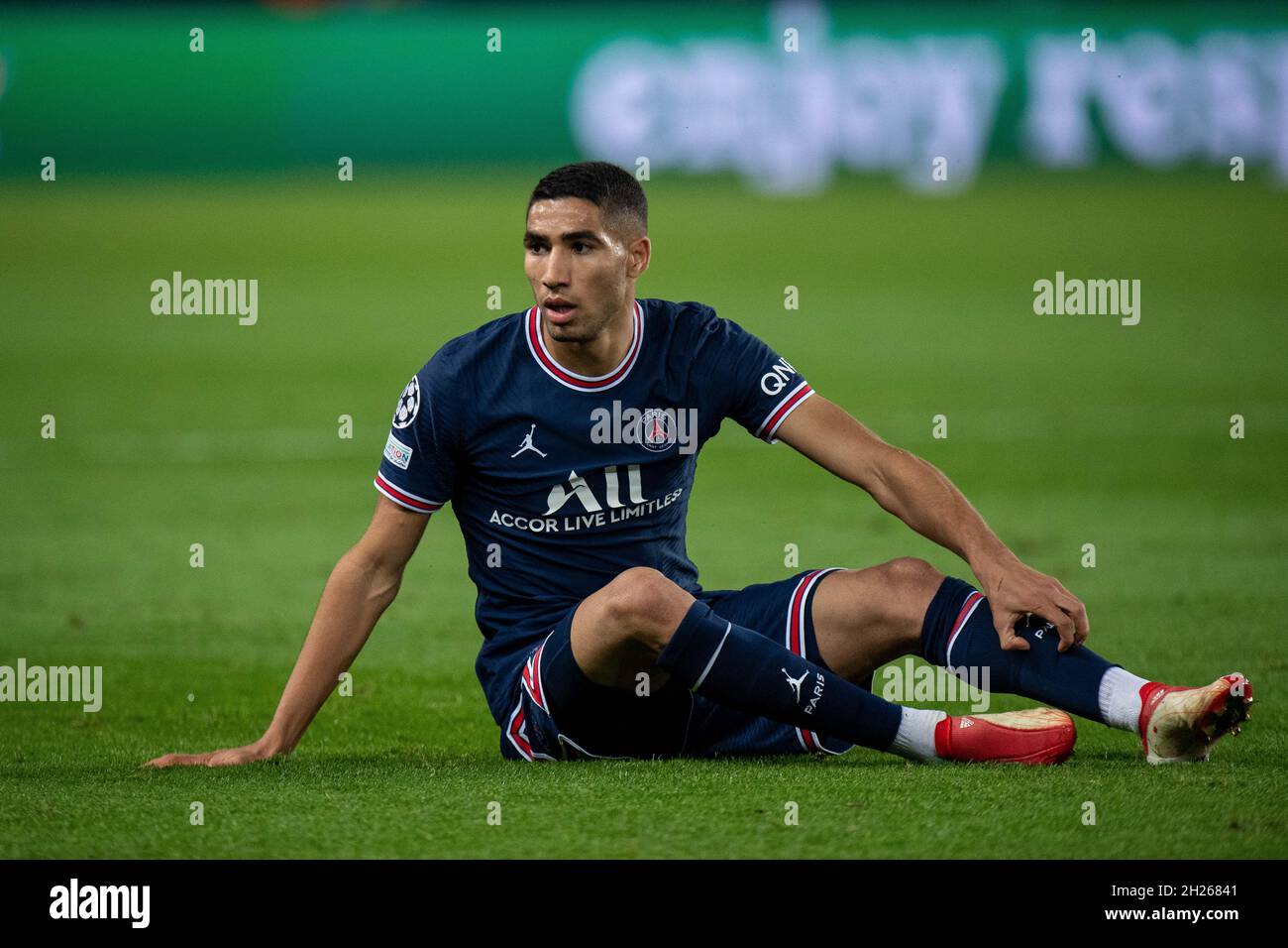 PARIS, FRANCE - OCTOBER 19: Achraf Hakimi of Paris Saint-Germain during ...