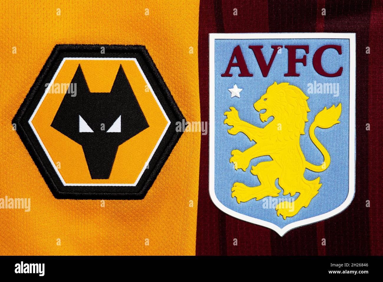 Close up of Wolverhampton Wanderers and Aston Villa club crest Stock ...