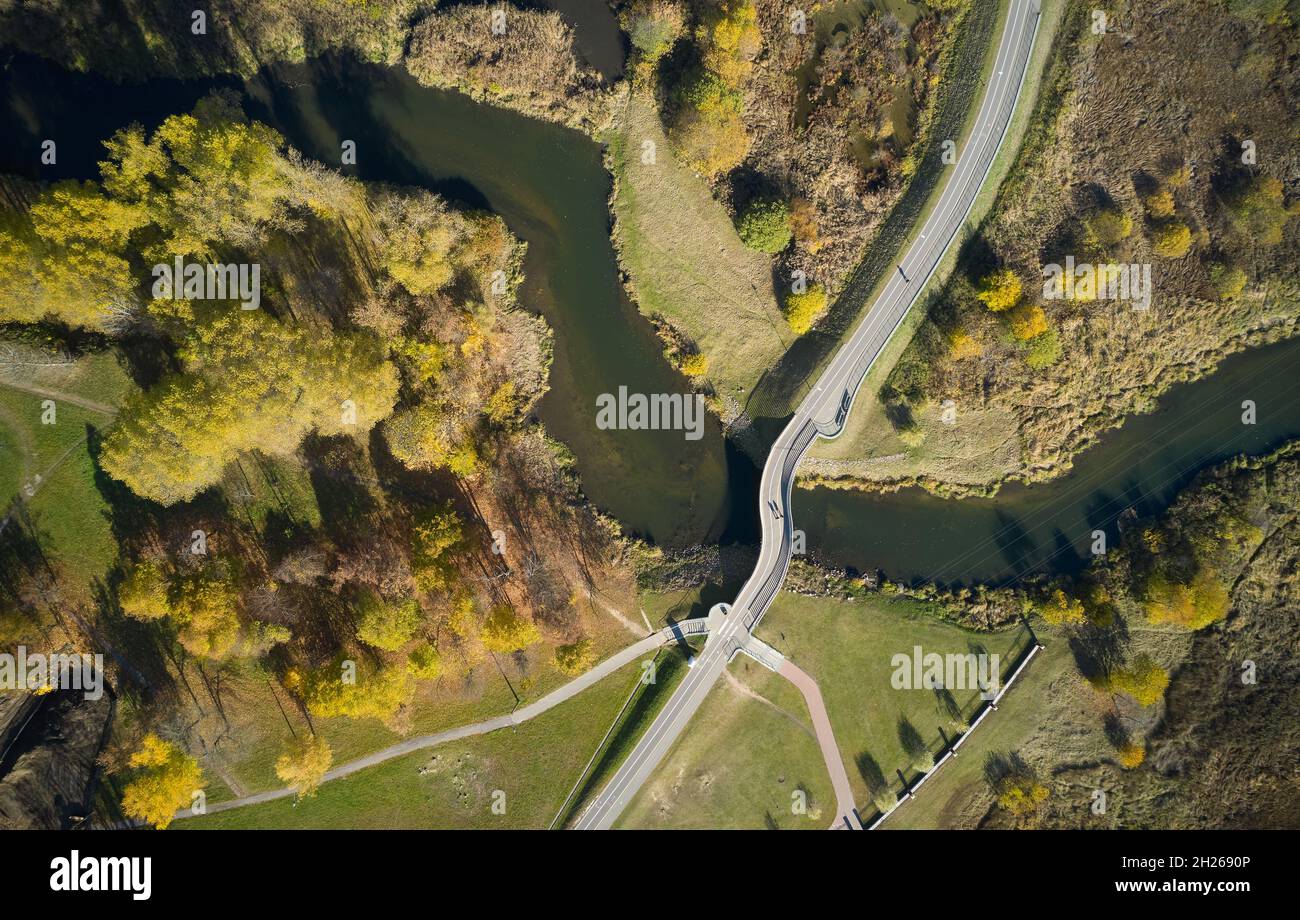Bicycle path in the park. Ecosystem and healthy environment concepts ...
