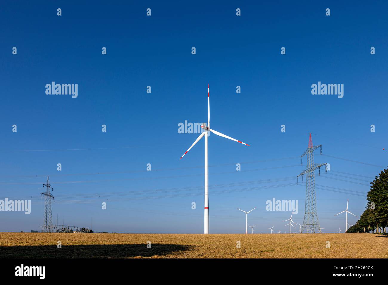 Wind farm and substation Stock Photo - Alamy