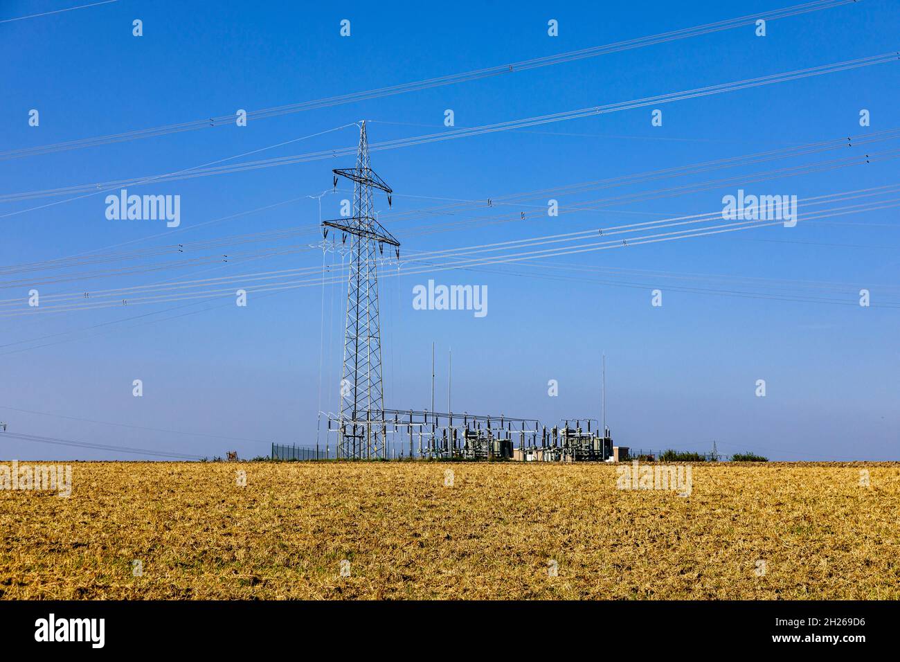 Wind farm and substation Stock Photo - Alamy