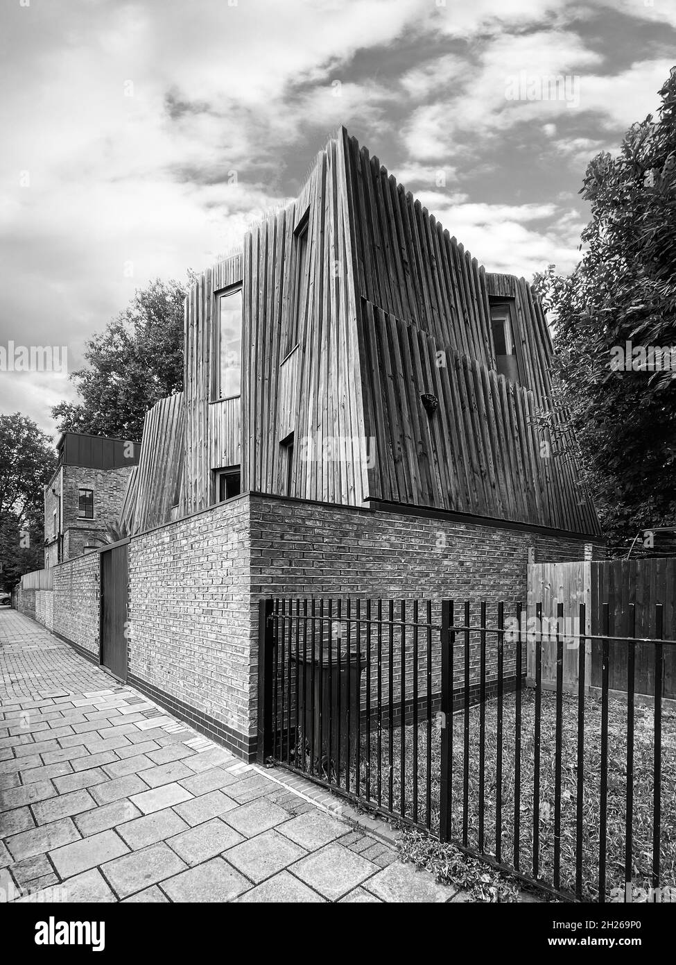 London, England, UK - Timber clad angular house Stock Photo - Alamy