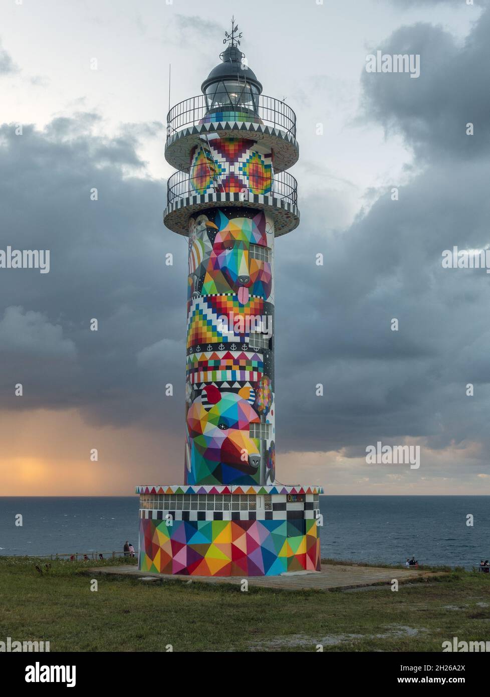 The Faro de Ajo lighthouse painted by Cantabrian artist Okuda San ...