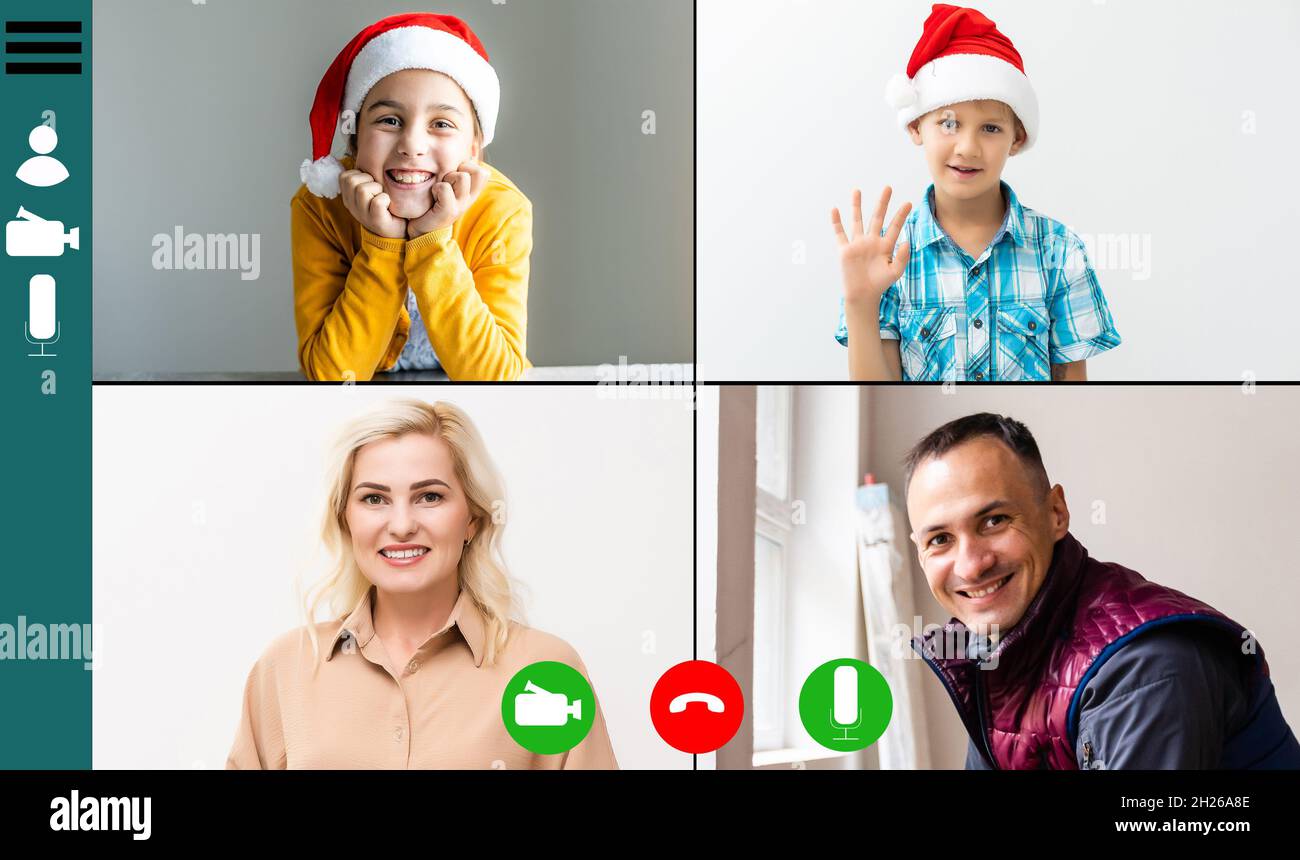 Group Video Call. Webcam Screenshot Web Conferencing Together, Positive ...