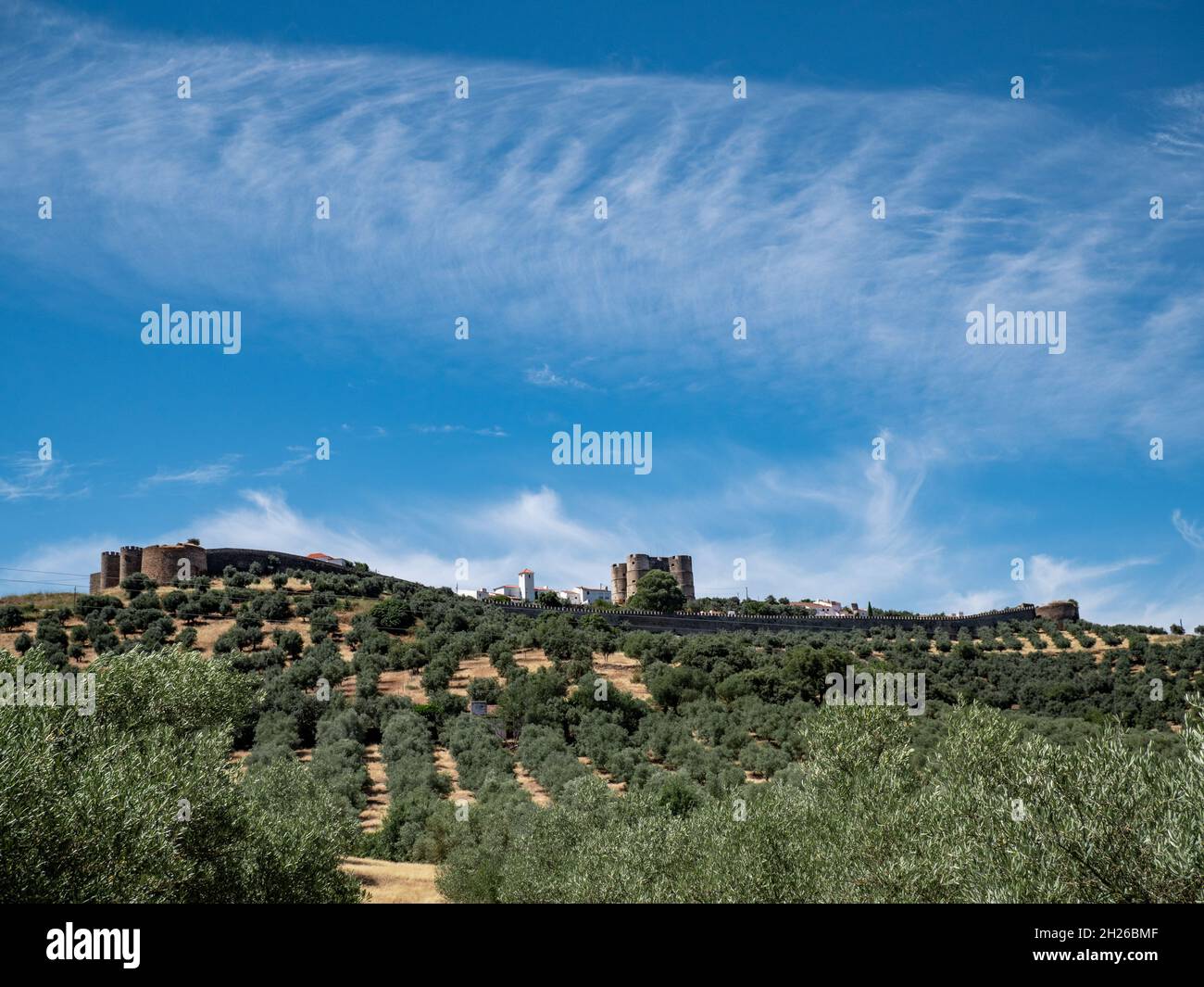 Monte de Evora castle in Alentejo, Portugal from afar Stock Photo - Alamy