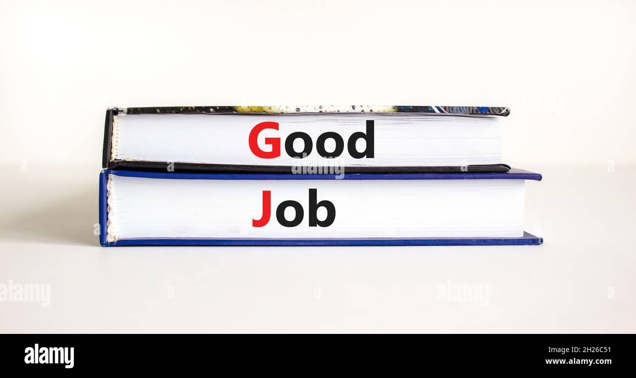 GJ good job abbreviation symbol. Concept words 'GJ good job' on books ...