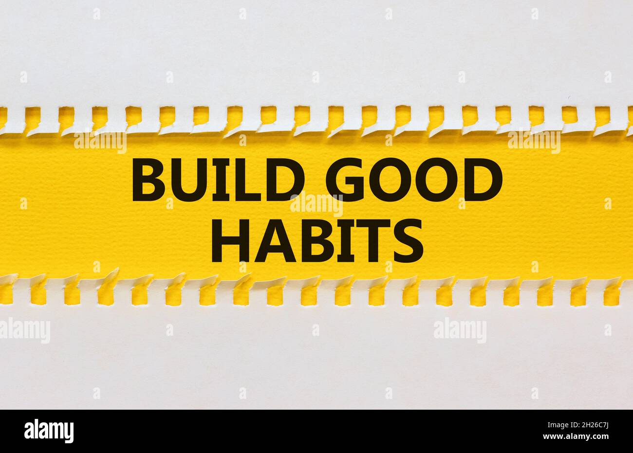 Build good habits symbol. Words 'Build good habits' on white and yellow ...