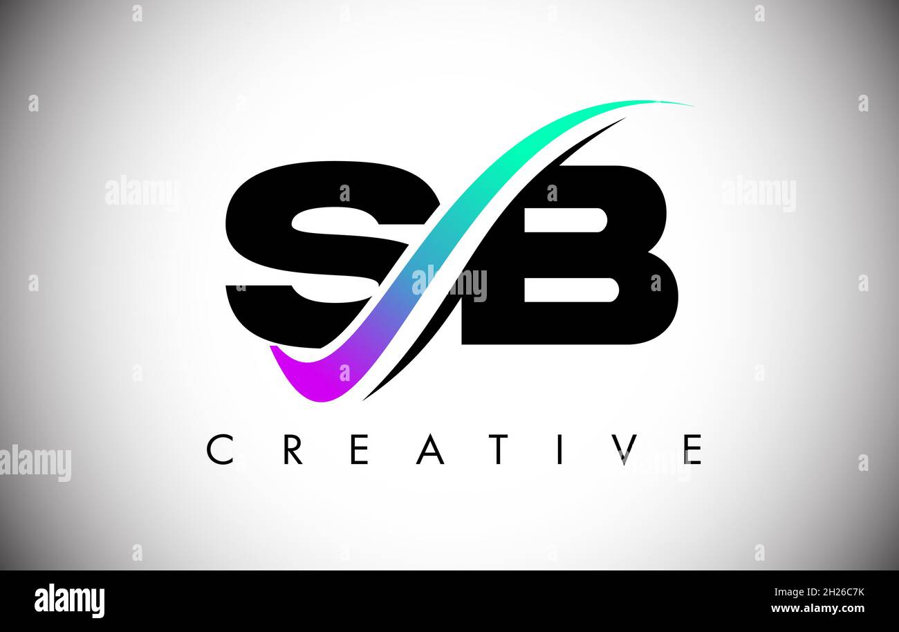 SB Letter Logo with Creative Swoosh Curved Line. SB Icon Vector with ...