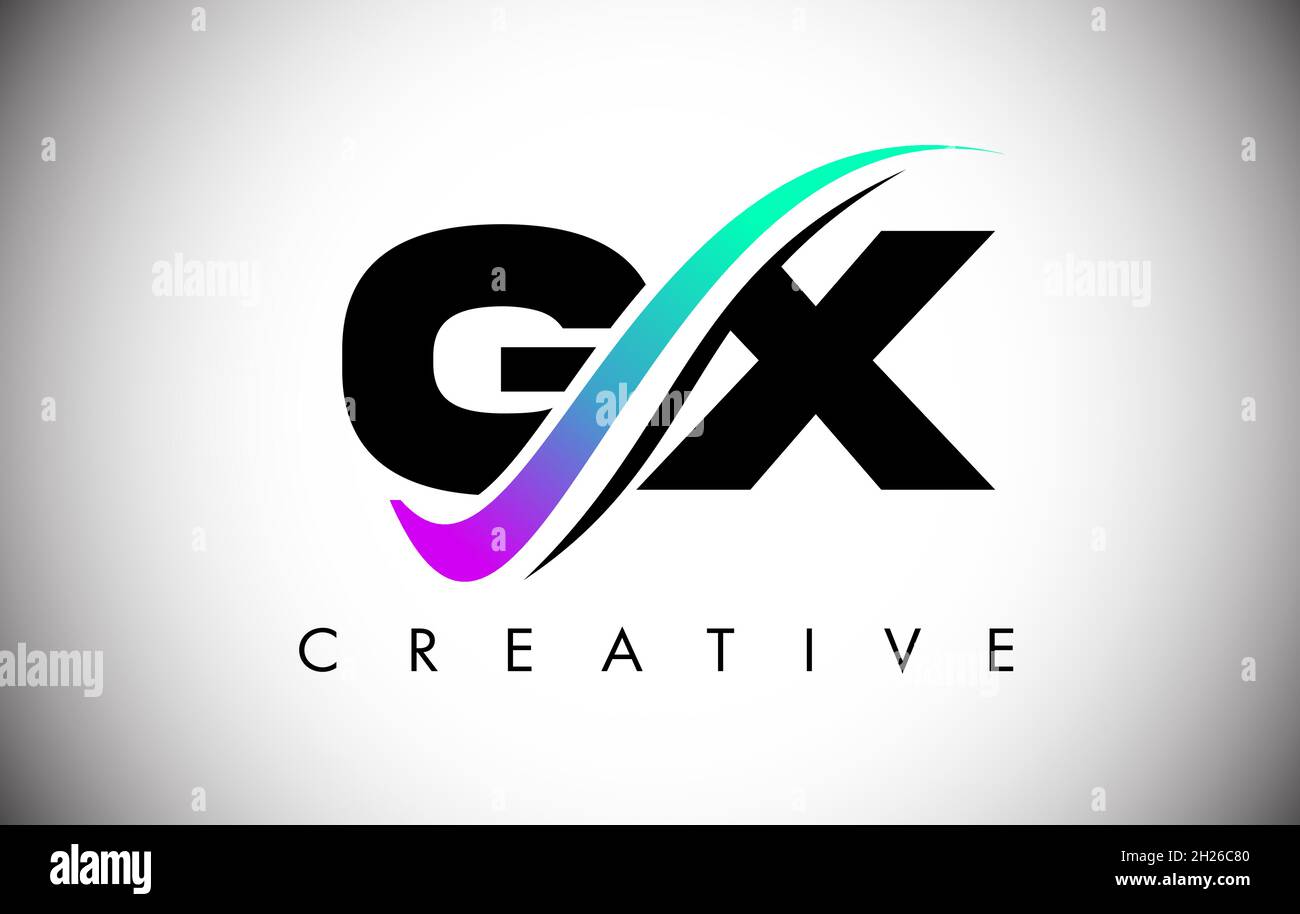 GX Letter Logo with Creative Swoosh Curved Line. GX Icon Vector with ...