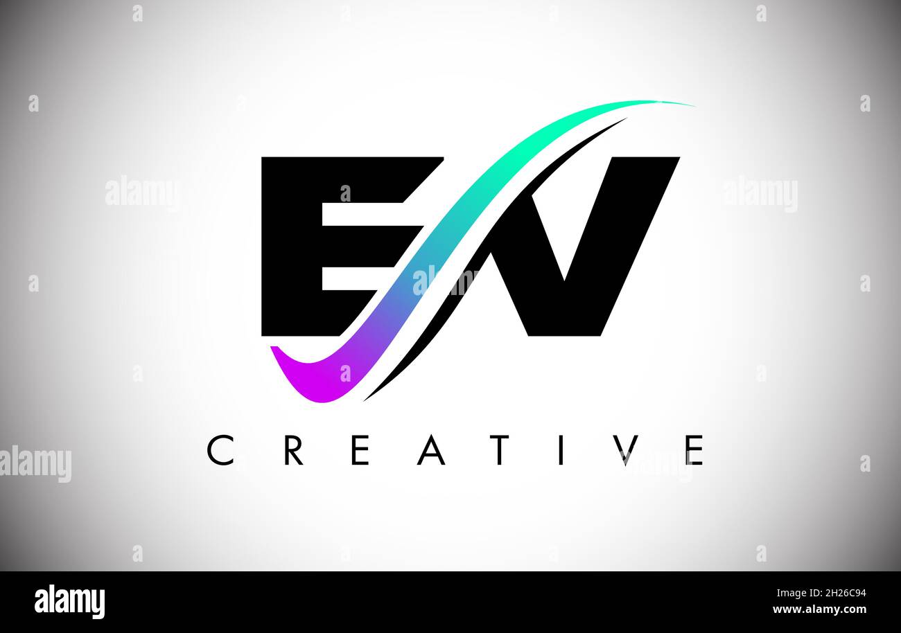 EV Letter Logo with Creative Swoosh Curved Line. EV Icon Vector with ...