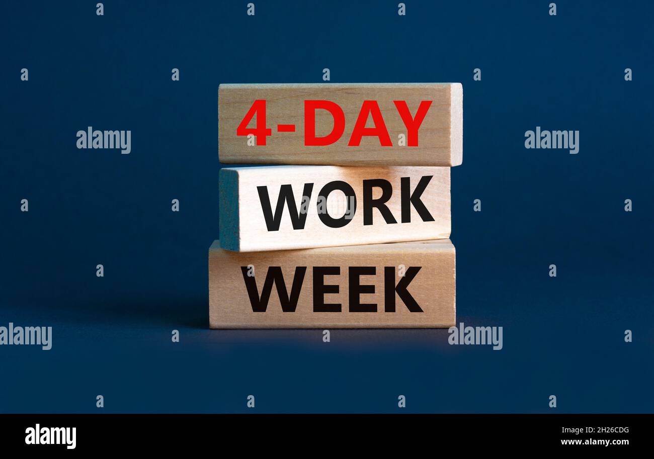 4-day work week symbol. Concept words '4-day work week' on wooden ...
