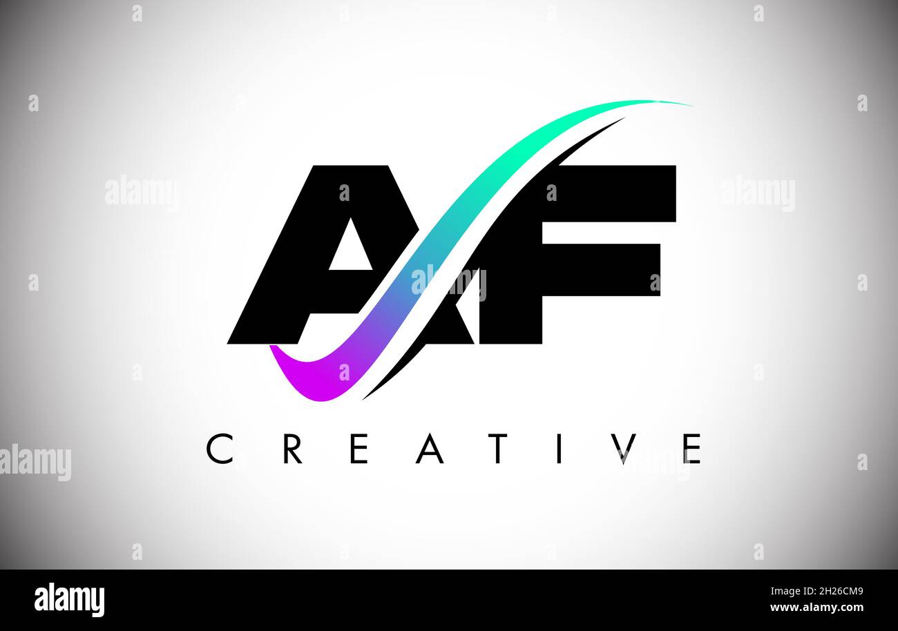 AF Letter Logo with Creative Swoosh Curved Line. AF Icon Vector with ...
