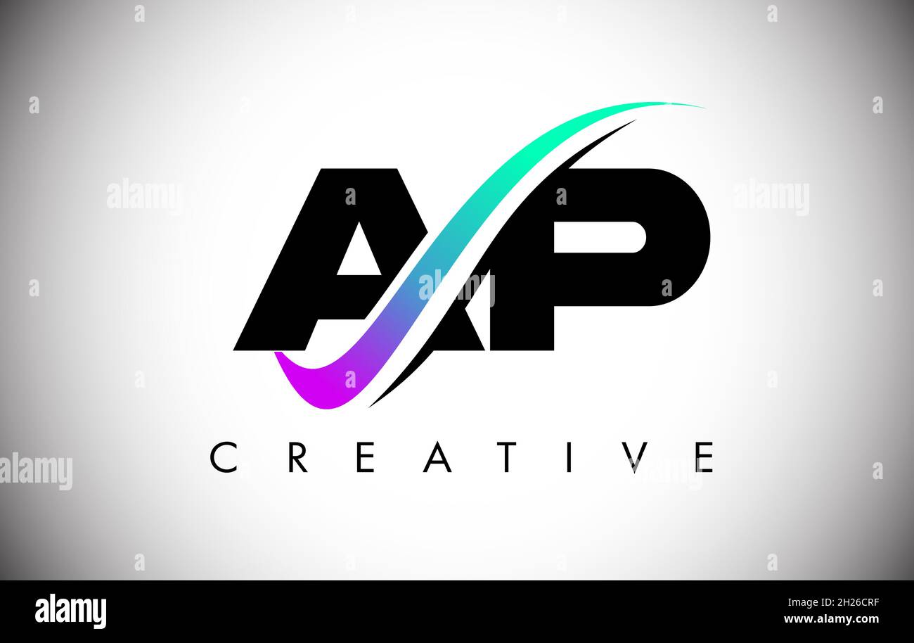 AP Letter Logo with Creative Swoosh Curved Line. AP Icon Vector with ...