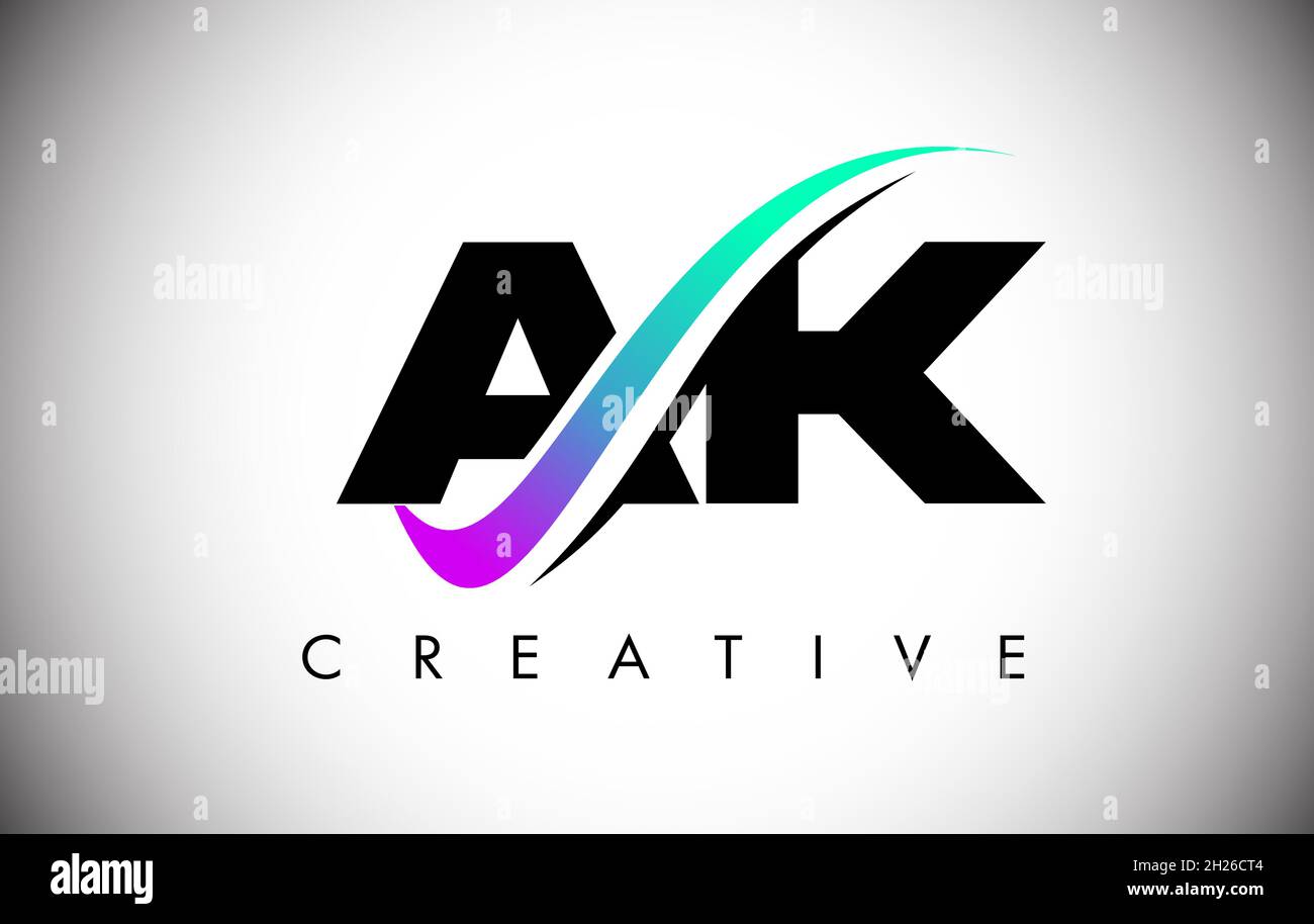 AK Letter Logo with Creative Swoosh Curved Line. AK Icon Vector with ...