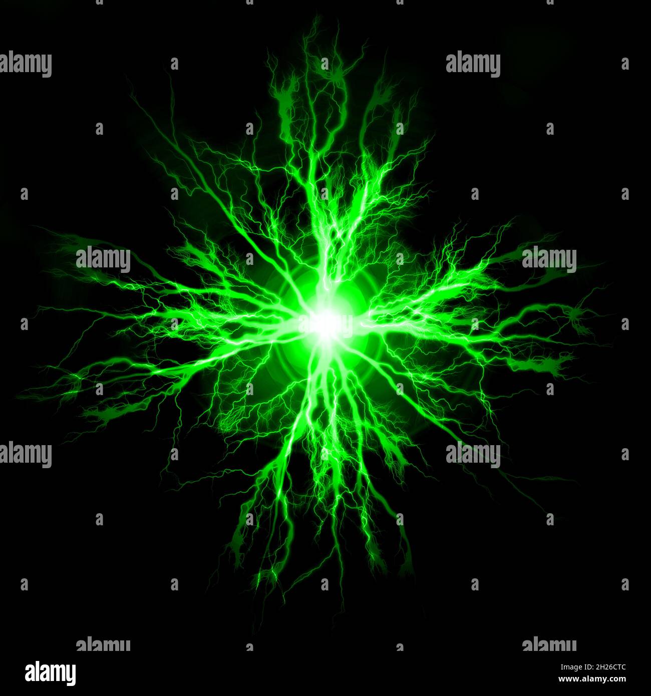 Explosion of pure power and electricity in the dark green plasma ...