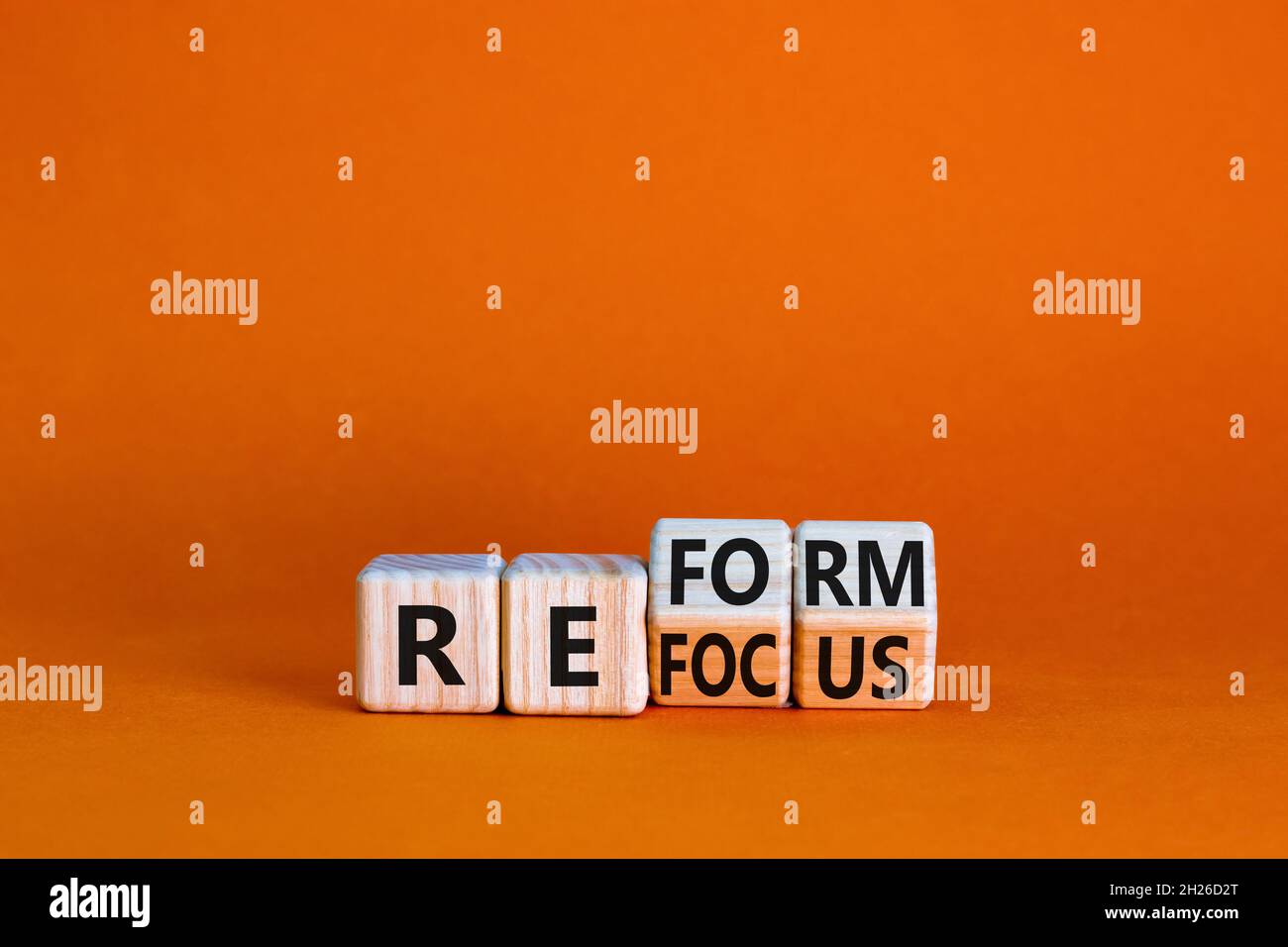 Refocus and reform symbol. Businessman turned cubes and changed the ...