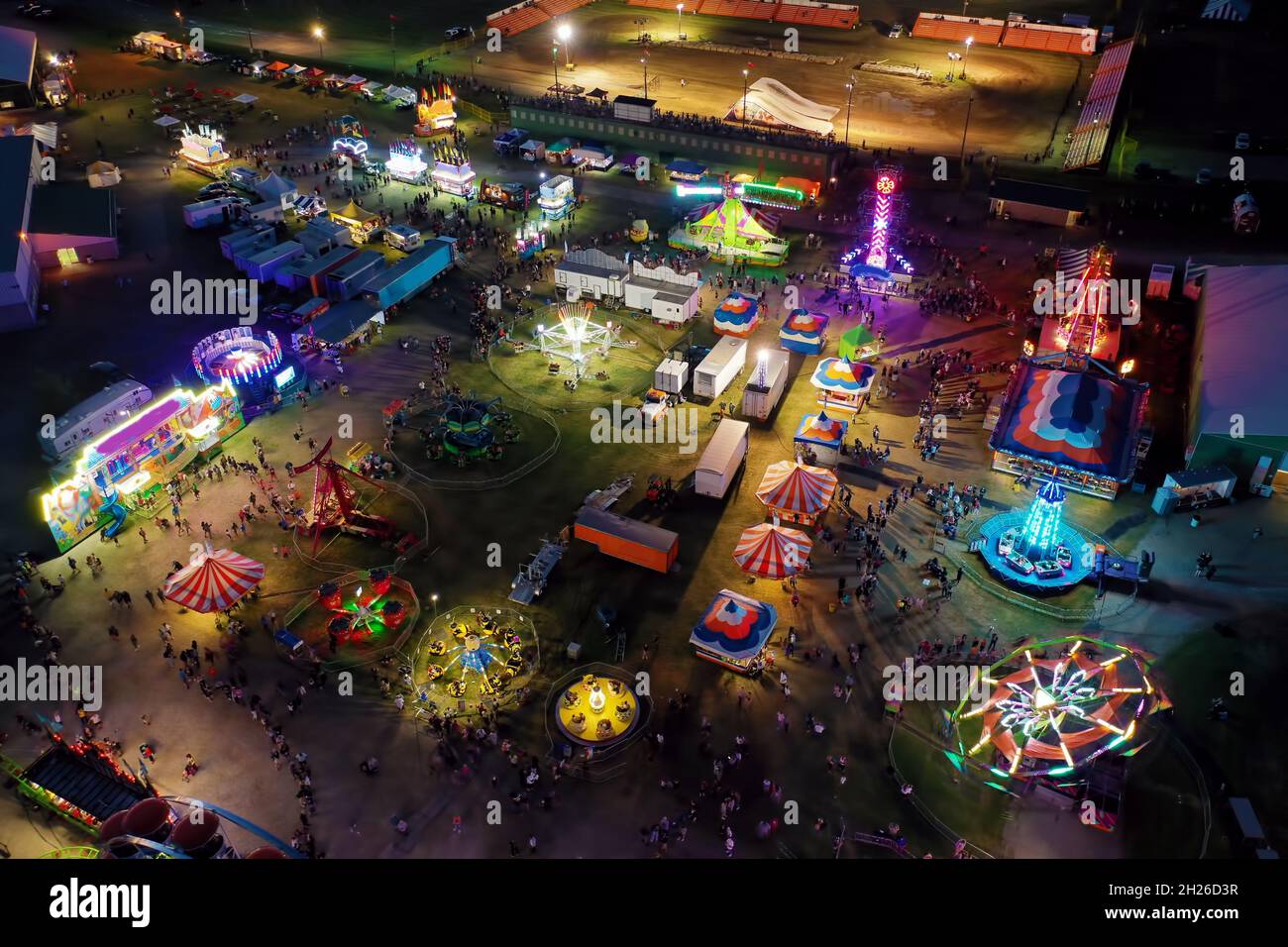 An aerial scene of a Fair at night Stock Photo - Alamy
