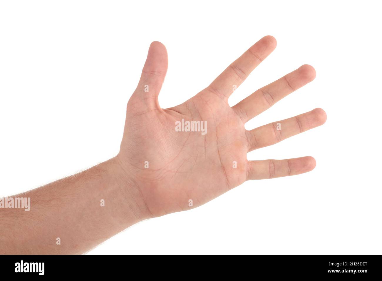 Abstract young man's hand on white background Stock Photo - Alamy