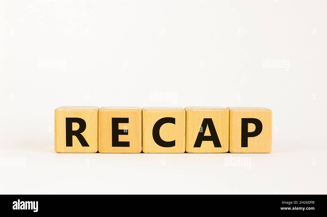 Recap symbol. The concept word 'recap' on wooden cubes on beautiful ... Recap symbol. The concept word 'recap' on wooden cubes on beautiful ...