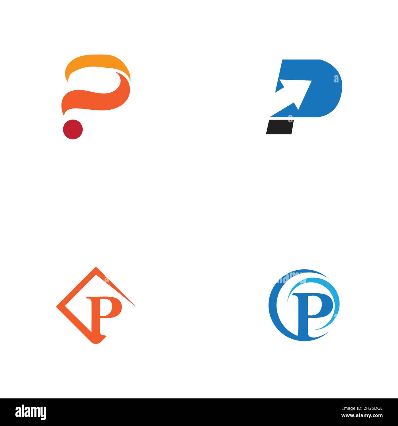 set of Letter p Logo Template vector icon design Stock Vector Image ...
