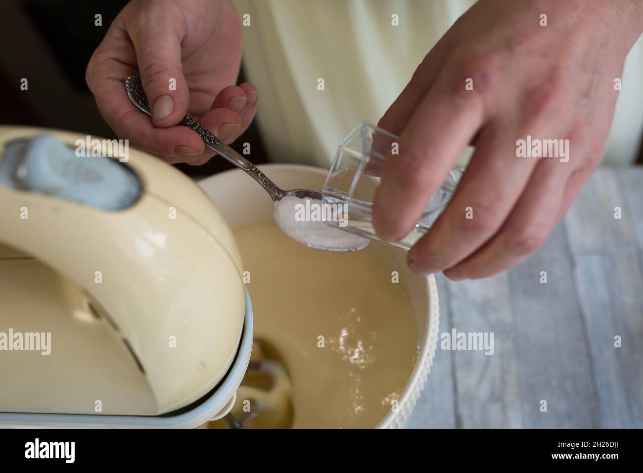 The process of making a sour cream chocolate cake. Dough preparation ...