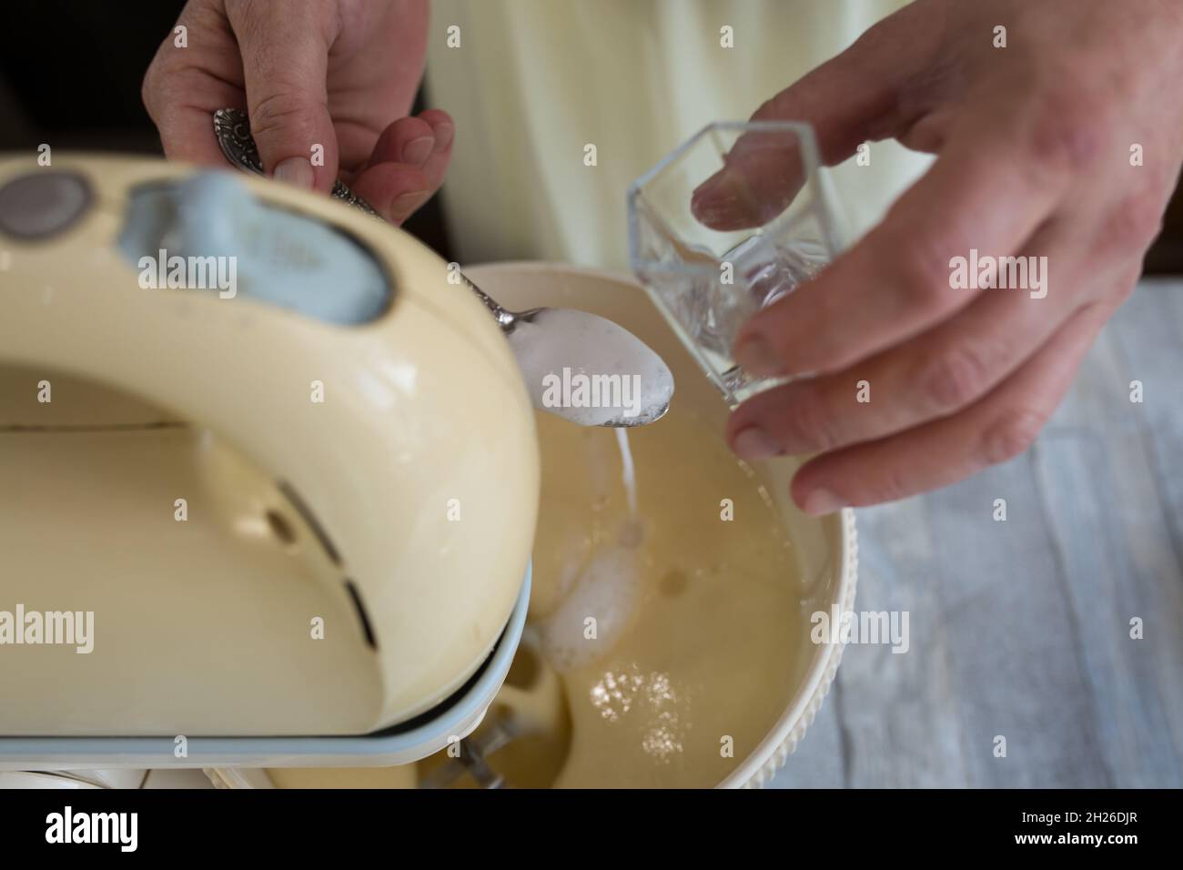 The process of making a sour cream chocolate cake. Dough preparation ...