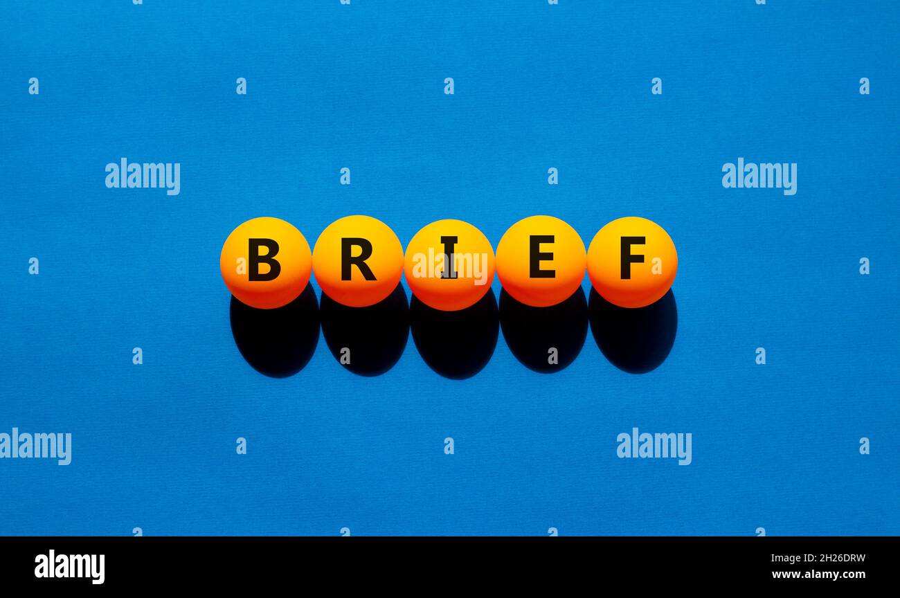 Brief symbol. The concept word 'brief' on orange table tennis balls ...