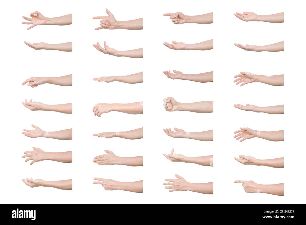 Set of man hand gestures isolated on white background with clipping ...