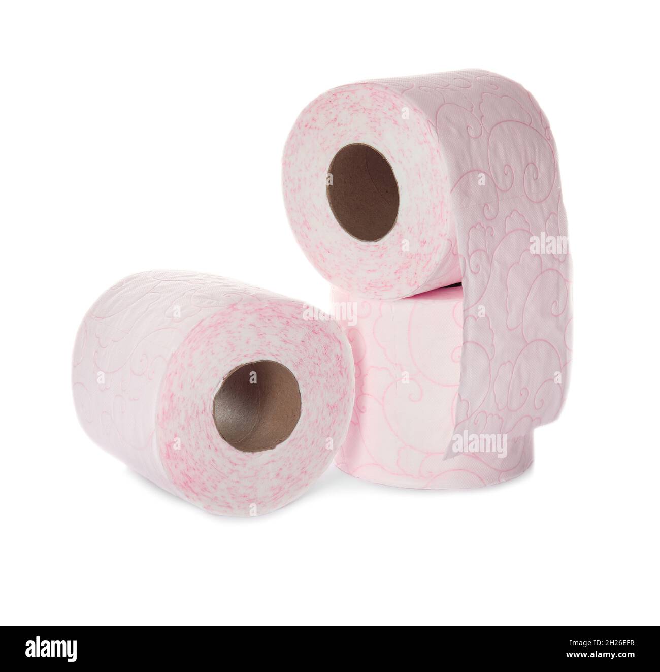 Color toilet paper rolls on white background Stock Photo - Alamy
