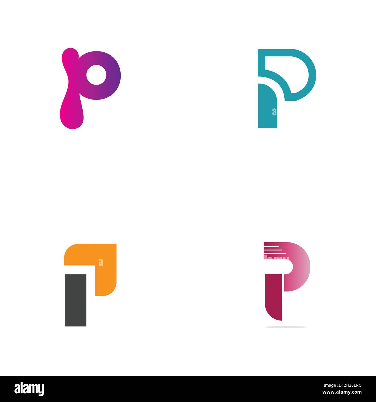 set of Letter p Logo Template vector icon design Stock Vector Image ...