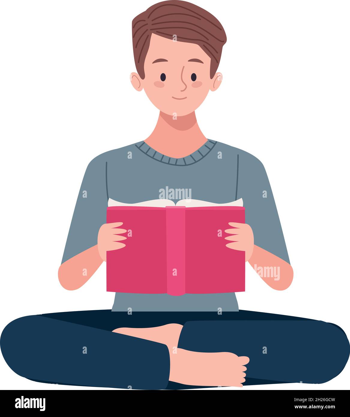 man seated reading book Stock Vector Image & Art - Alamy