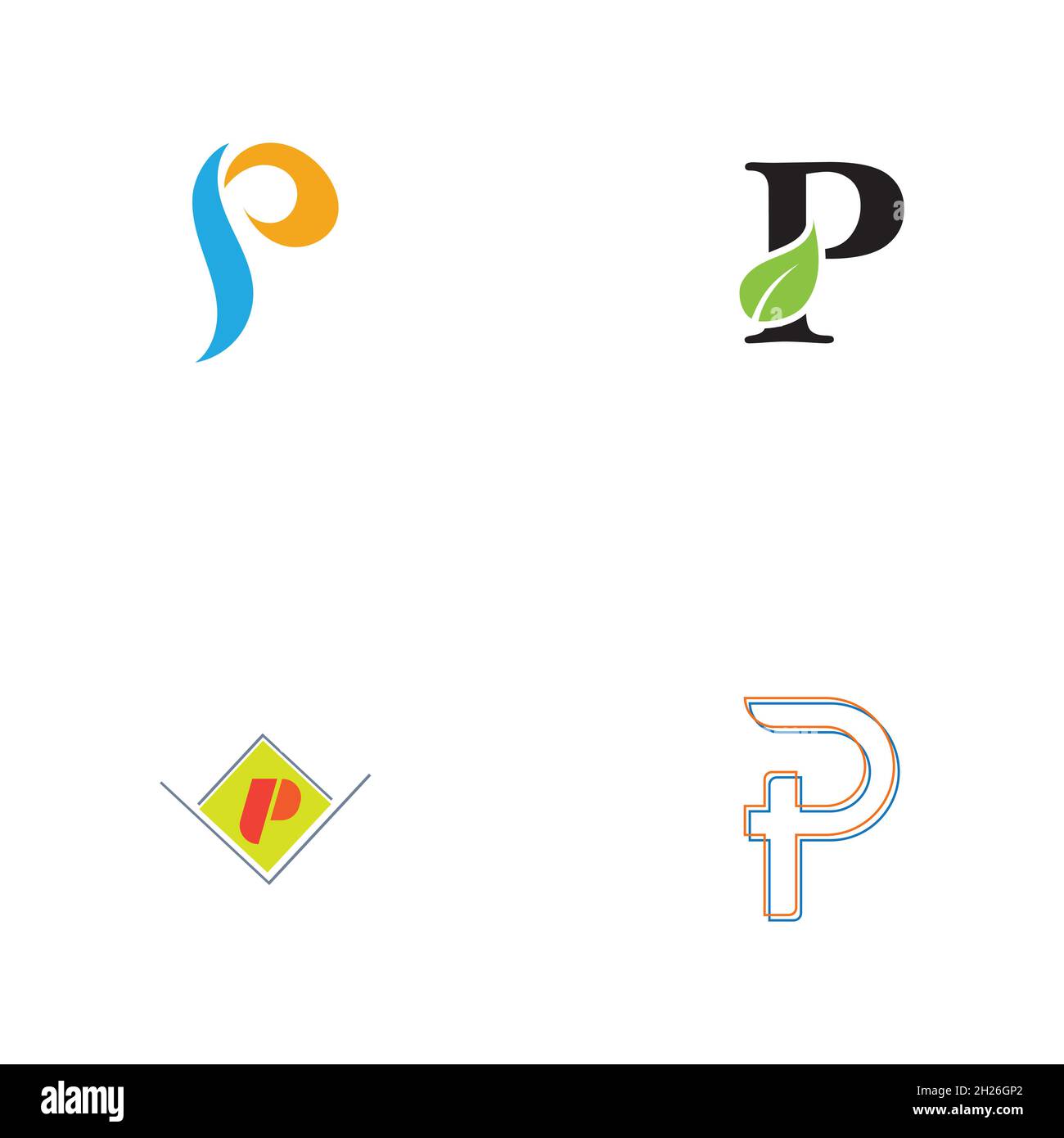 set of Letter p Logo Template vector icon design Stock Vector Image ...