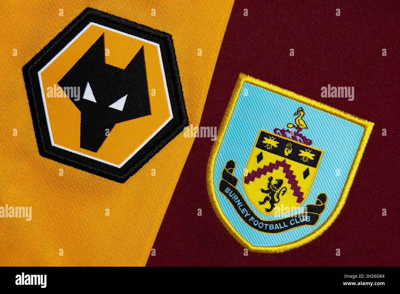 Close up of Wolverhampton Wanderers and Burnley club crest Stock Photo ...