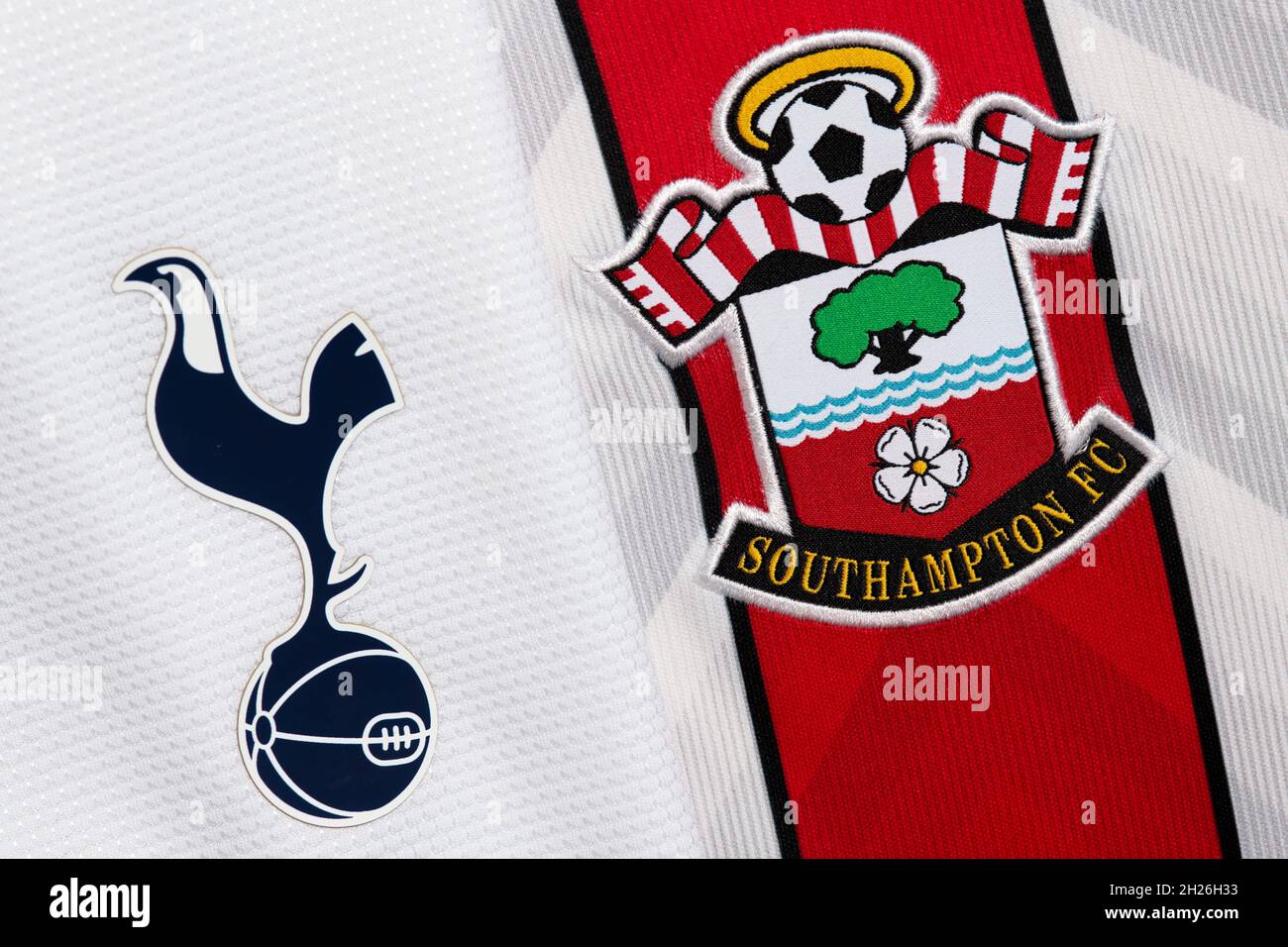 Close up of Spurs and Southampton club crest Stock Photo - Alamy