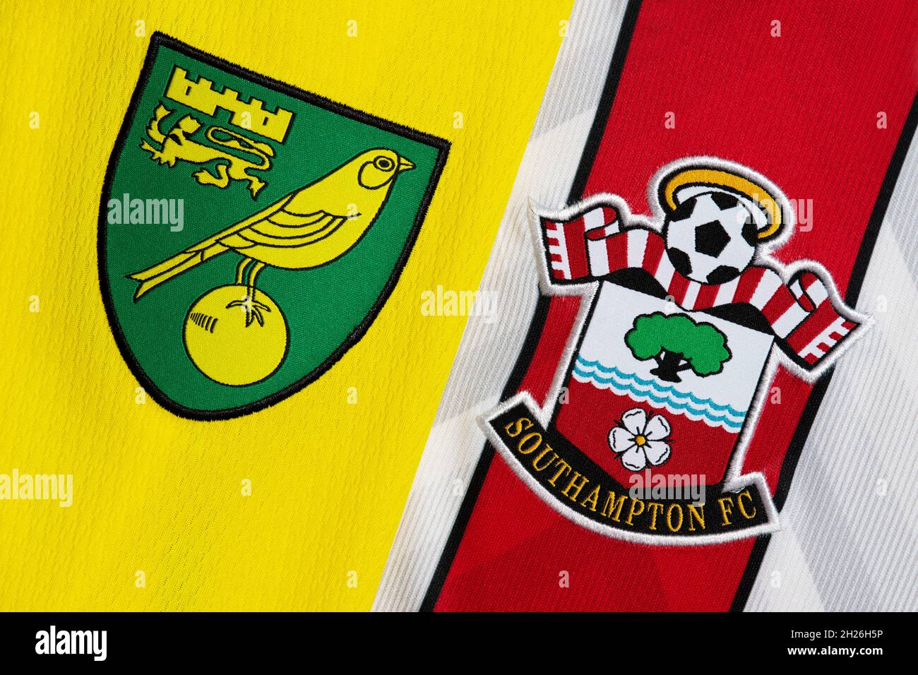 Close up of Norwich and Southampton club crest Stock Photo - Alamy