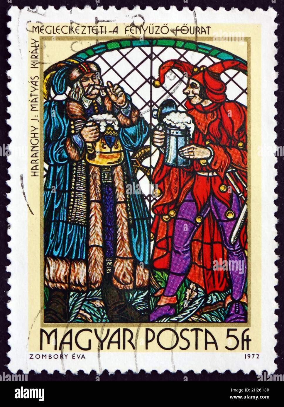 HUNGARY - CIRCA 1972: a stamp printed in Hungary shows King Matthias ...