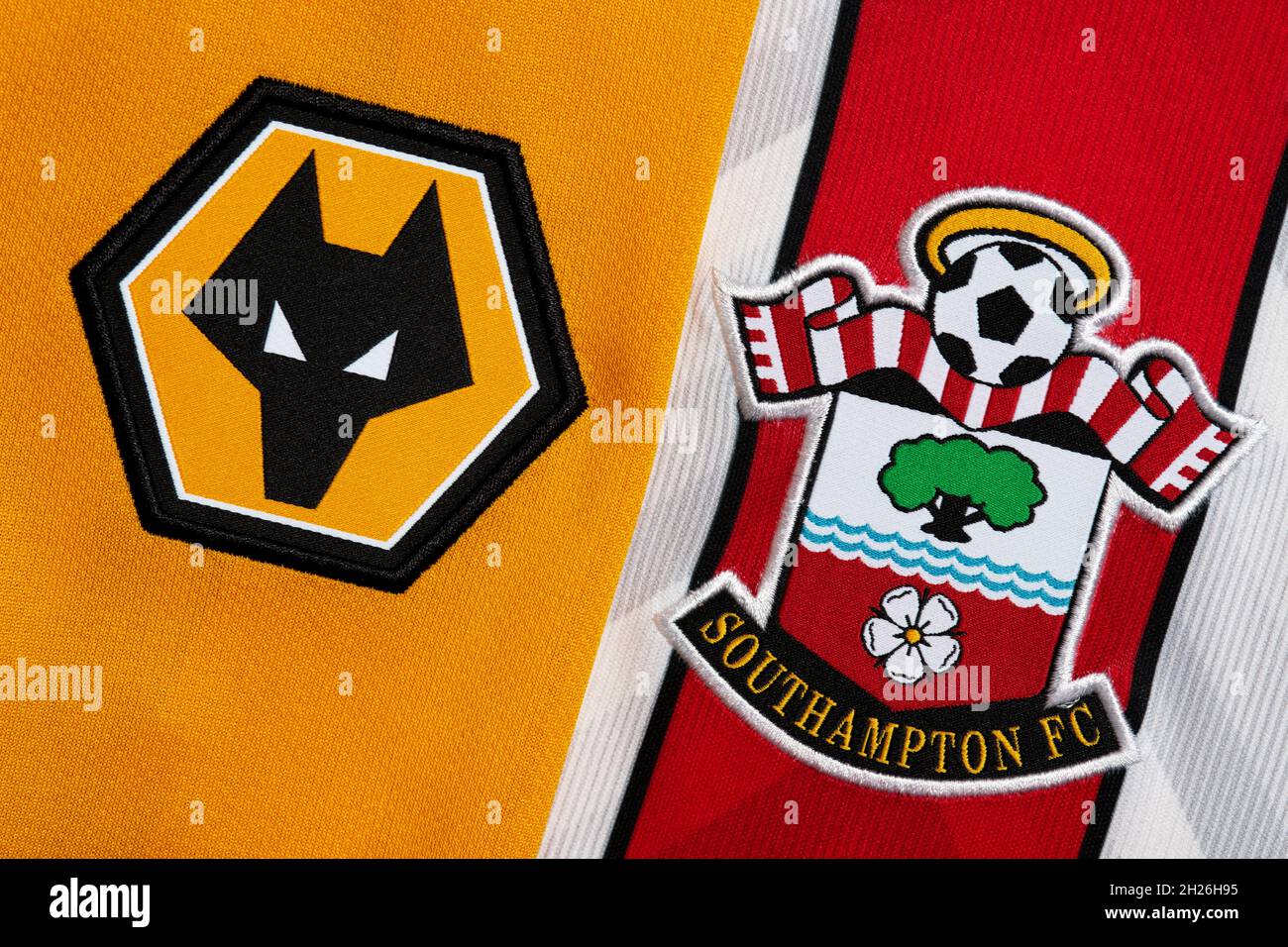 Close up of Wolverhampton Wanderers and Southampton club crest Stock ...