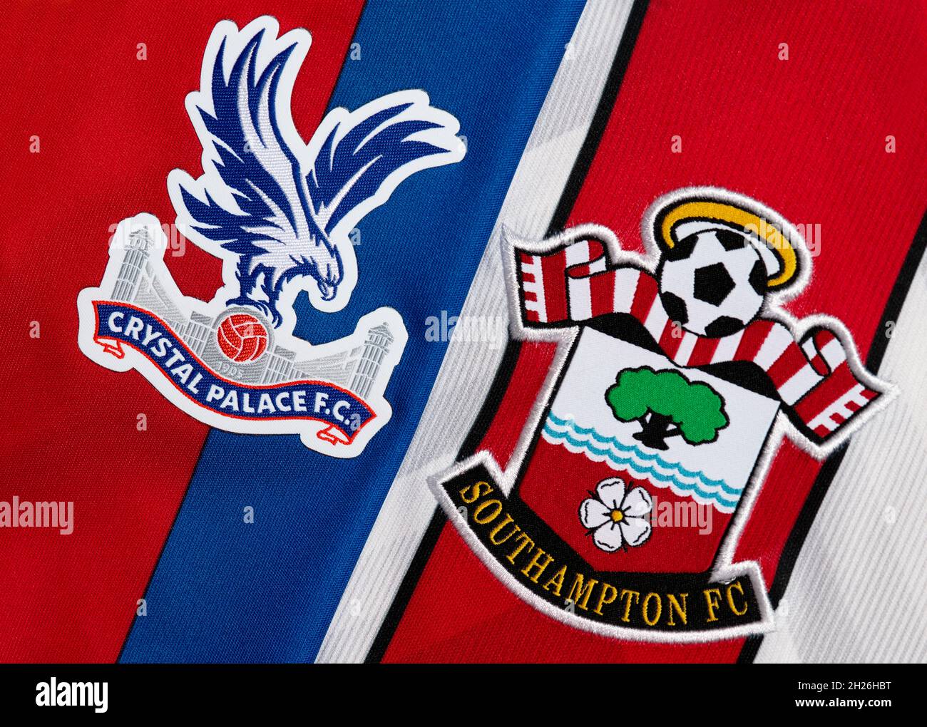 Close up of Crystal Palace and Southampton club crest Stock Photo - Alamy