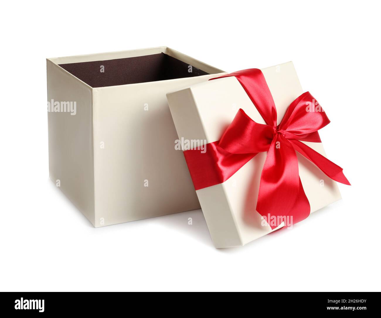 Empty open gift box on white background Stock Photo - Alamy