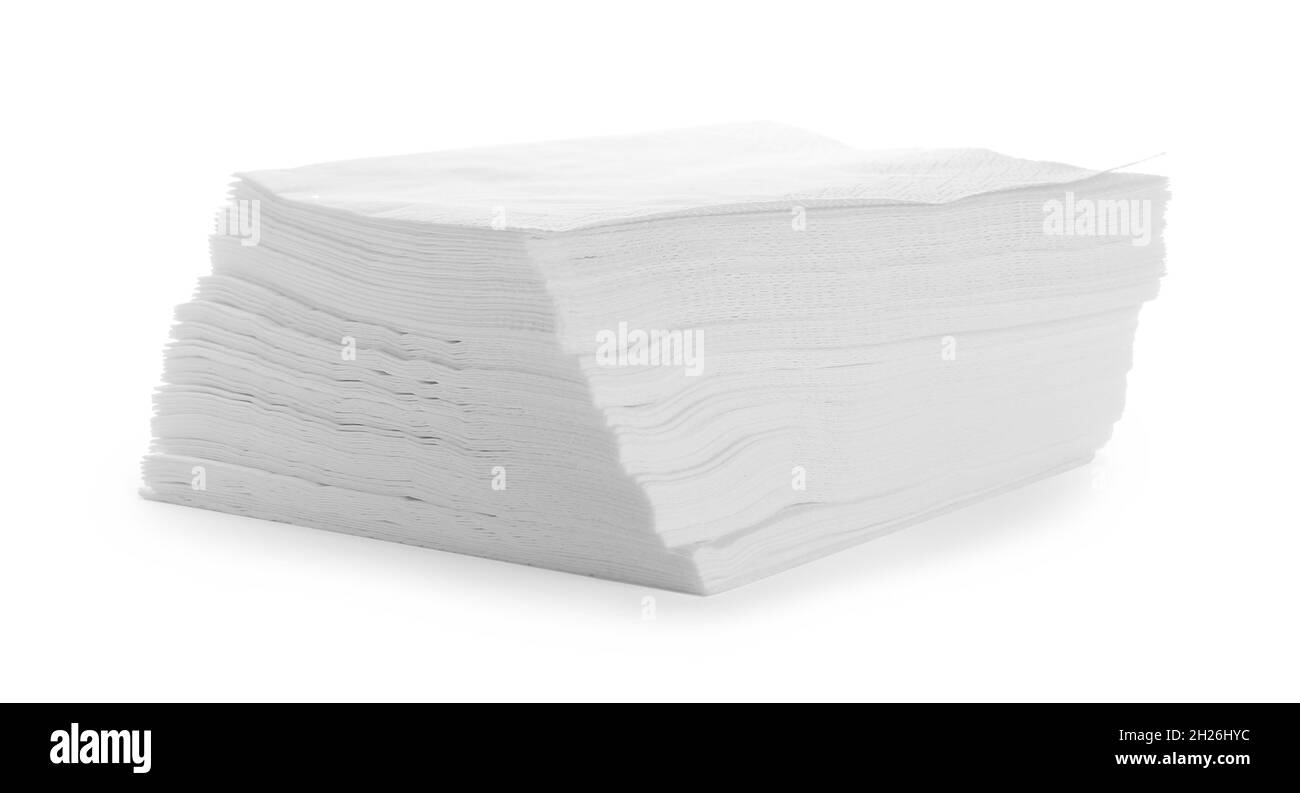 Stack of clean paper napkins on white background Stock Photo - Alamy