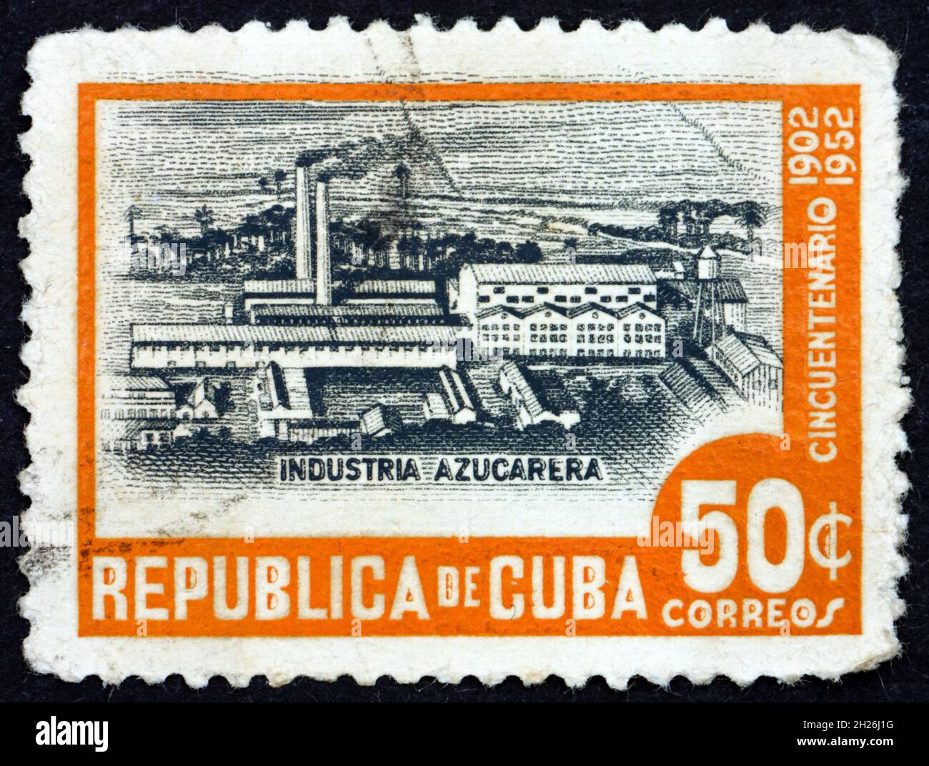 CUBA - CIRCA 1952: a stamp printed in the Cuba shows sugar mill, circa ...