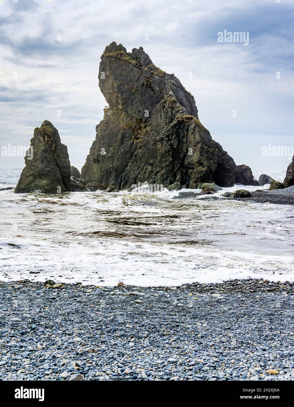 A natural rock monolith at Ruby Beach in Washington State Stock Photo ...