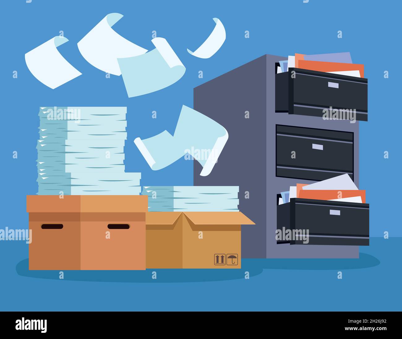 pile documents and cabinet Stock Vector Image & Art - Alamy