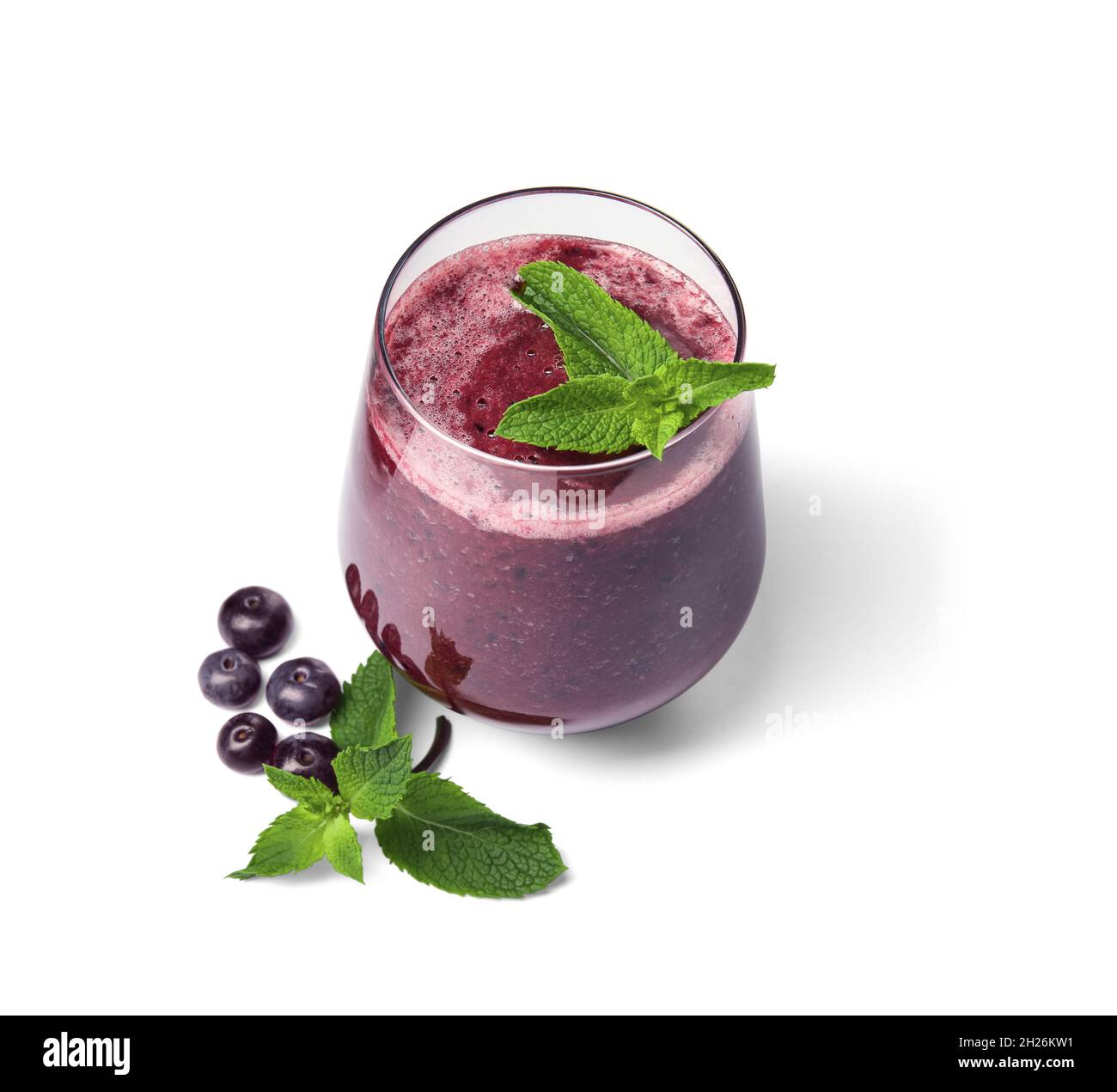 Glass with delicious acai smoothie on white background Stock Photo - Alamy