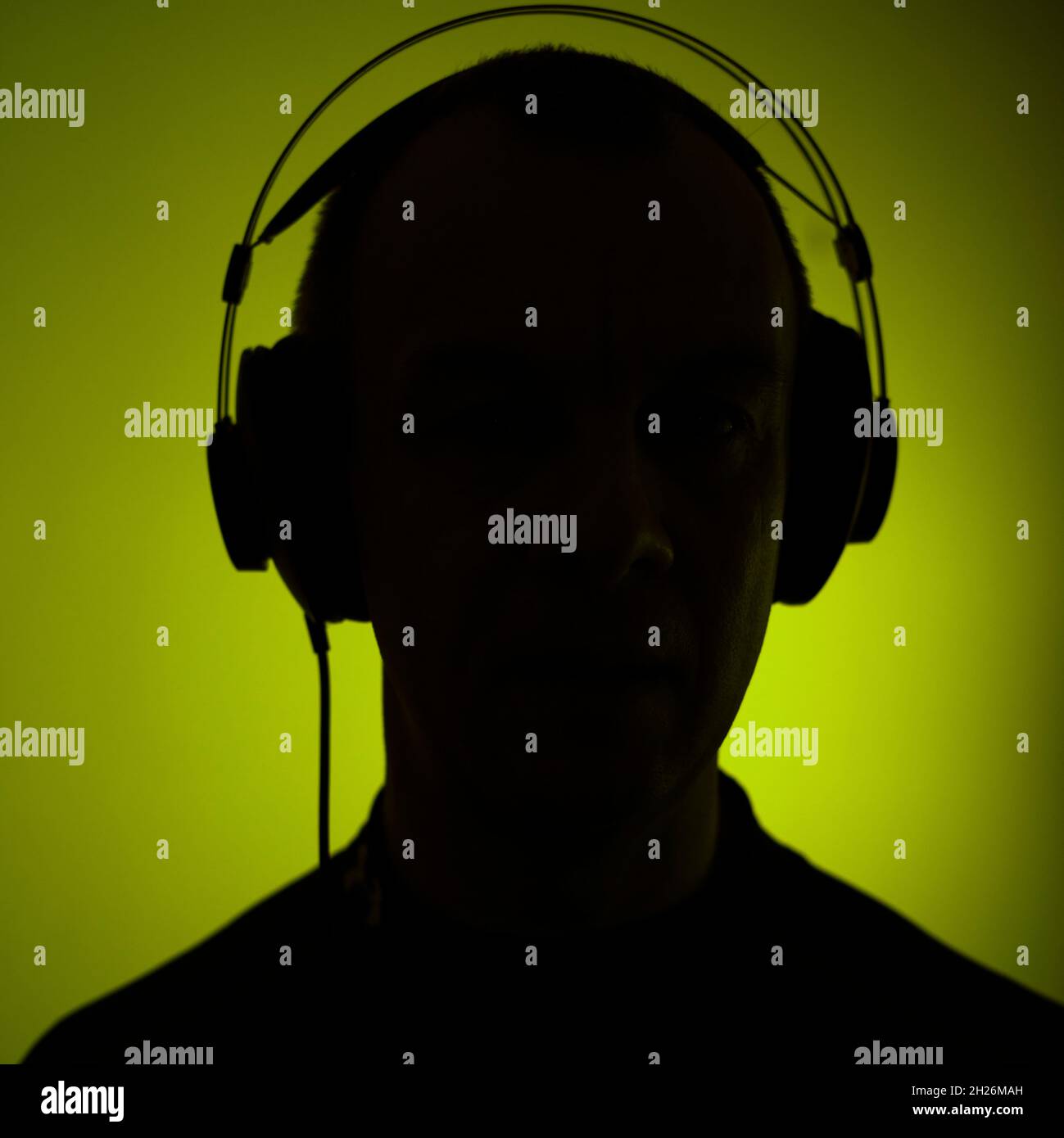 Dj deejay electronic wearing music headphones with coloured lights ...