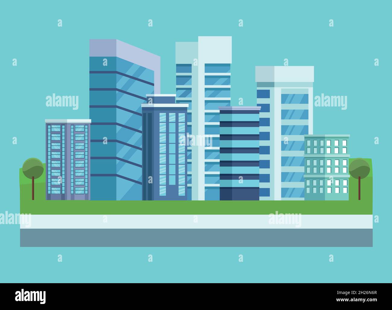 seven buildings facades Stock Vector Image & Art - Alamy