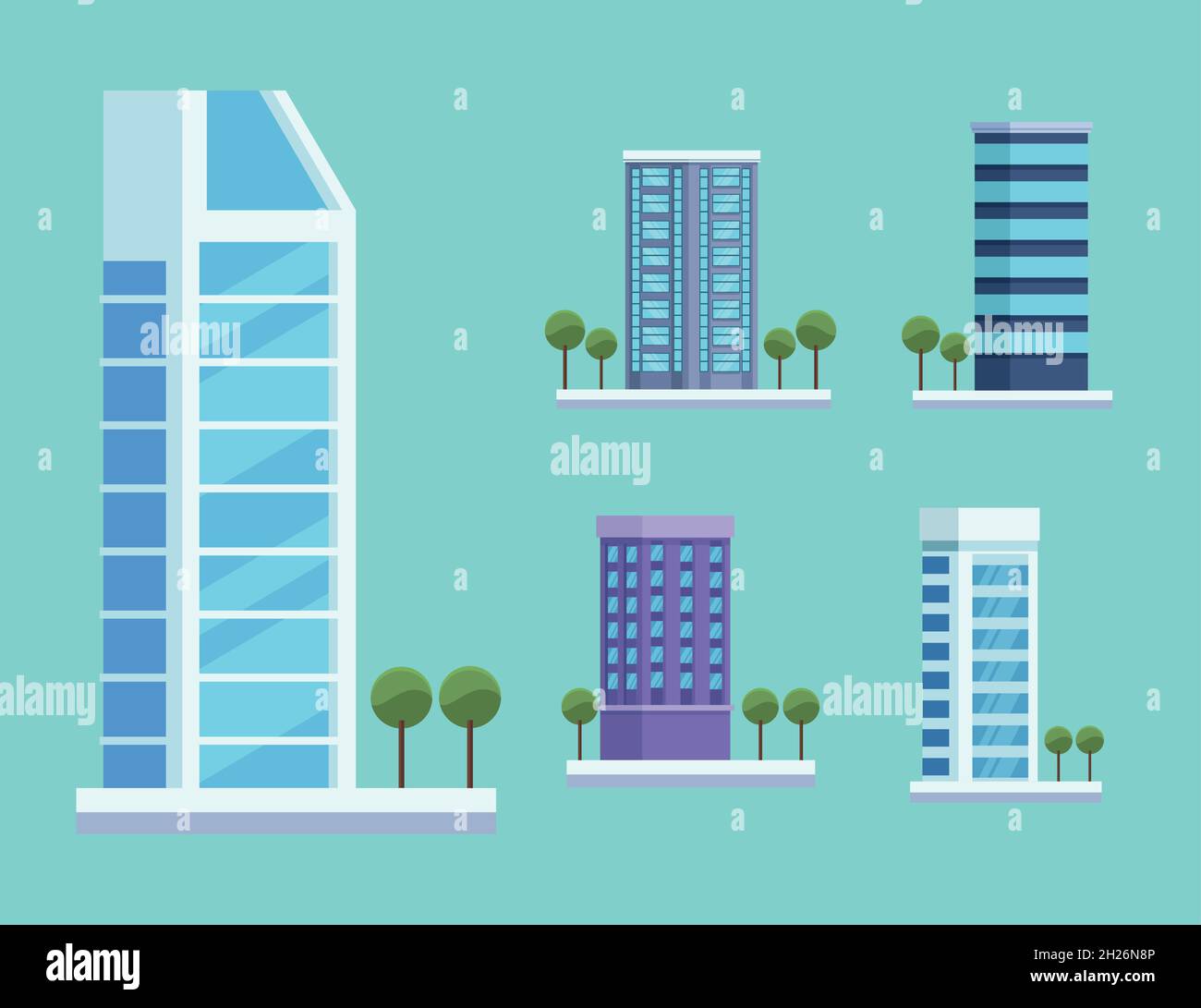 five city buildings icons Stock Vector Image & Art - Alamy