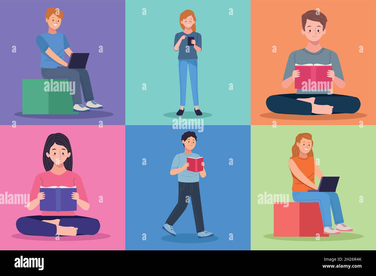 group of six students Stock Vector Image & Art - Alamy